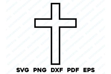 Plain Cross Vector Christian Cross Symbol Outline SVG PNG DXF EPS PDF