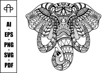 free zentangle elephant coloring pages