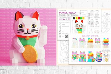 Maneki Neko Origami 3d