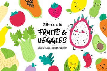 Fresh Fruits And Vegetables Clipart