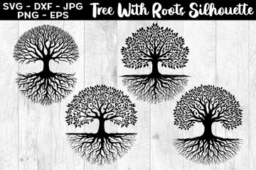 Tree Silhouette Roots Tattoo