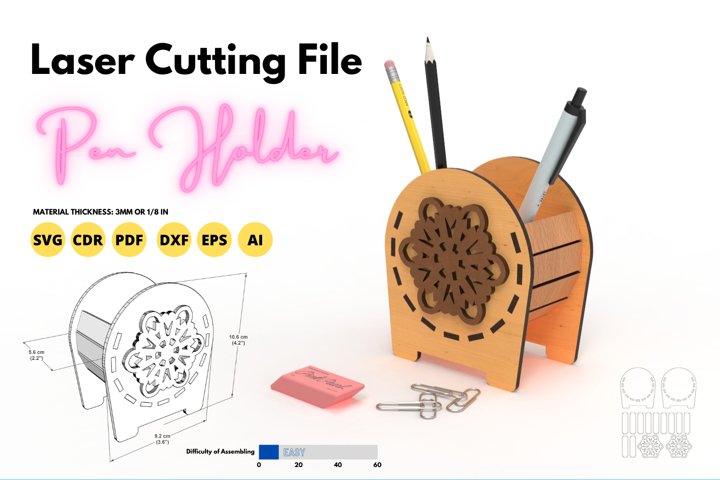 Pen Holder - laser cutting file