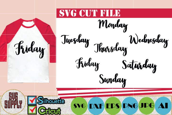 Days of the Week SVG Cut File (98367) | Cut Files | Design Bundles