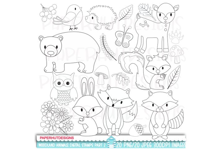 Woodland Animals Digital Stamps (916629) | Characters | Design Bundles