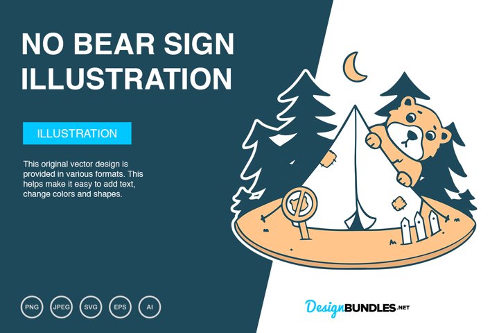 No Bear Sign Vector Illustration