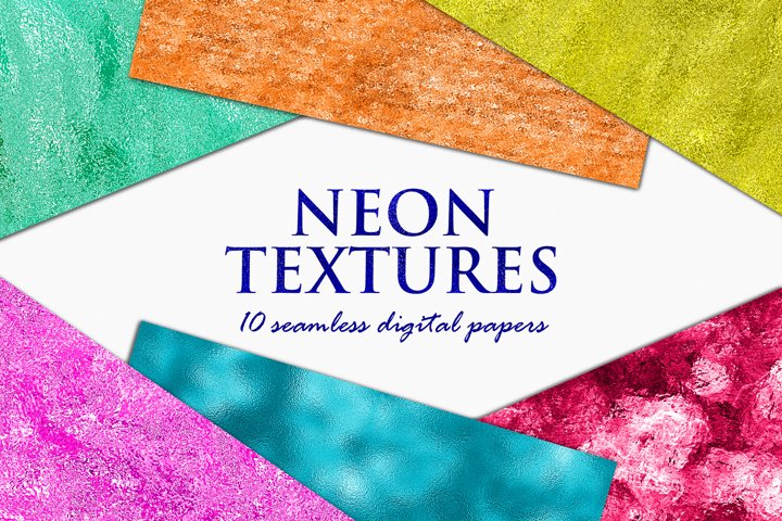 Neon Foil Backgrounds - 10 Seamless Neon Metallic Textures (228173 ...