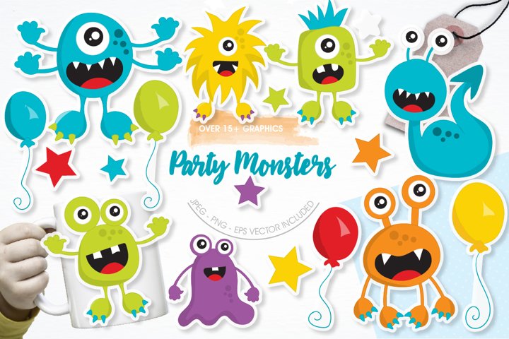 Party Monsters graphics and illustrations