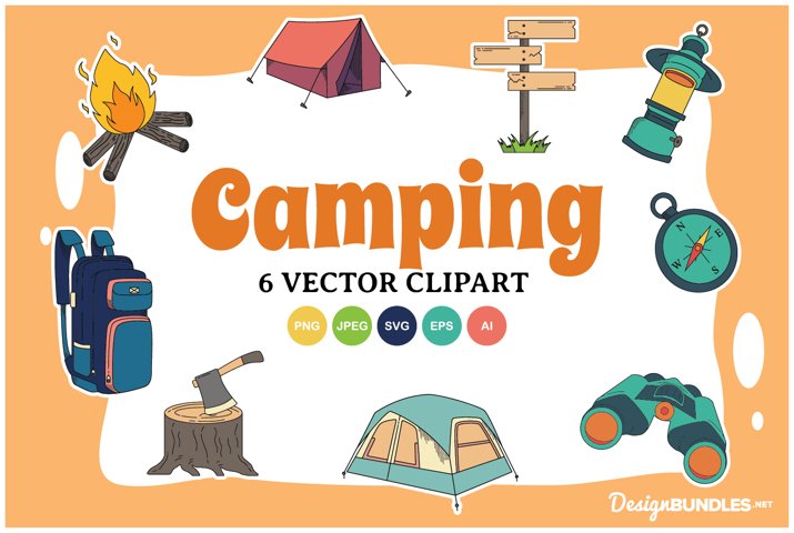 Camping Set Vector Clipart