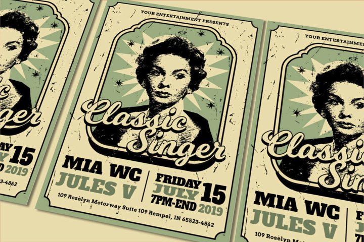 classic singer Flyer (321047) | Flyers | Design Bundles