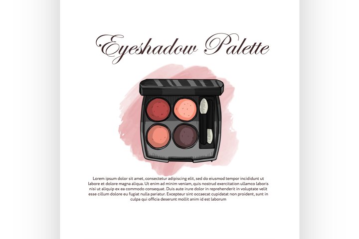Hand drawn color sketch of an eyeshadow palette (844155 ...