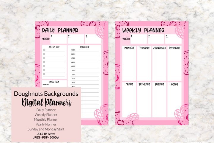 Doughnuts Backgrounds Digital Planners