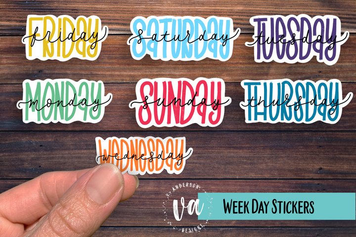 Days of the Week Sticker PNGs (988431) | Stickers | Design Bundles
