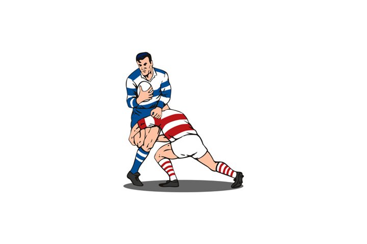 Rugby Player Tackled (333951) | Illustrations | Design Bundles