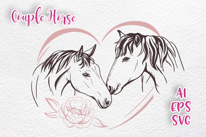 Couple Horses. Heart. Love. Animal Clip Art, Home decor (1131119 ...