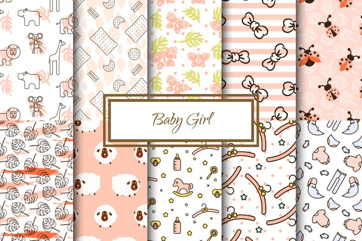 Baby Girl Cute Patterns (23807) | Patterns | Design Bundles