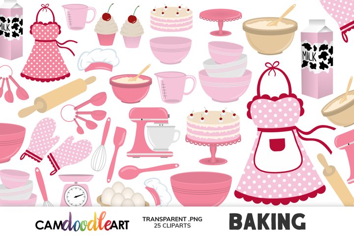 Pink Baking Cliparts (304251) | Illustrations | Design Bundles