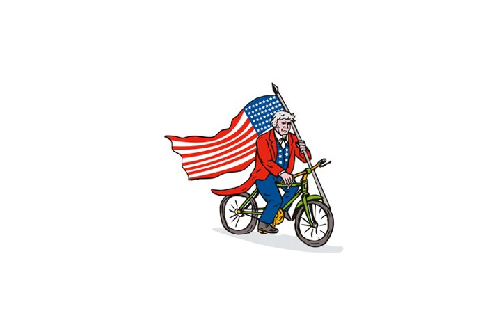 Uncle Sam Riding Bike (511426) | Illustrations | Design Bundles