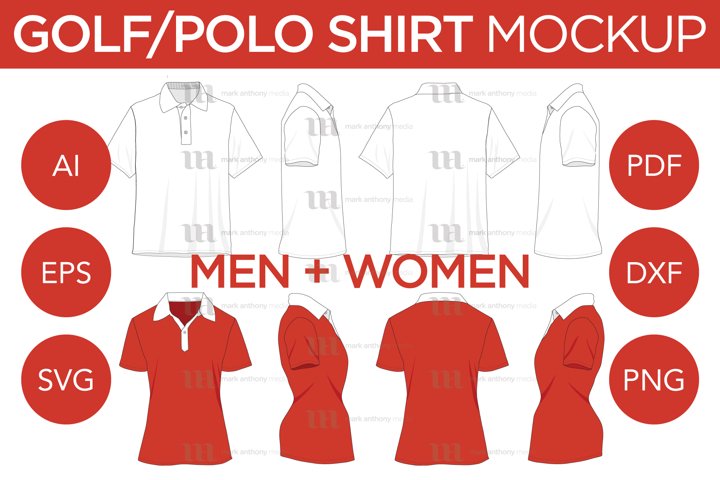 Golf/Polo Shirt - Vector Template Mockup (999682) | Clothing | Design ...