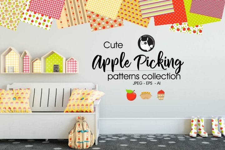 APPLE PICKING, digital papers (41108) | Paper Cutting | Design Bundles