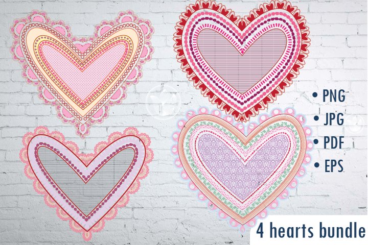 Hearts clip art PNG, Girly Hearts EPS, Scrapbooking hearts (668171 ...