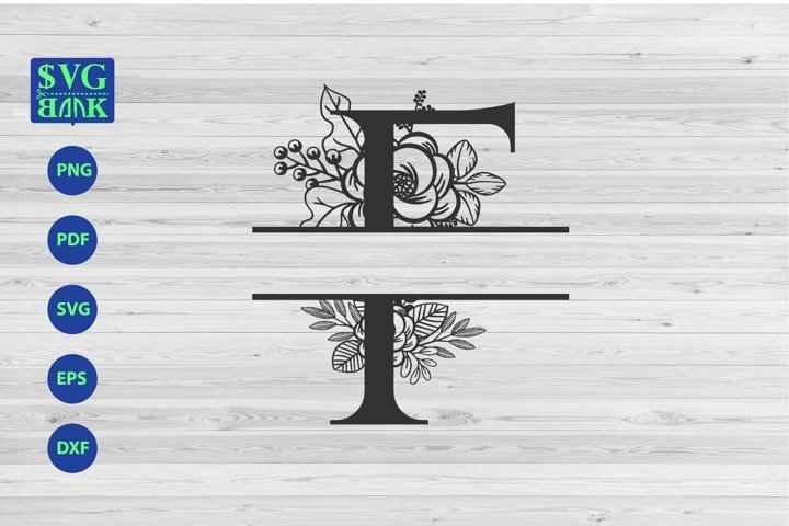 Split monogram letter F Svg, Alphabet floral initial logo F (470963 ...