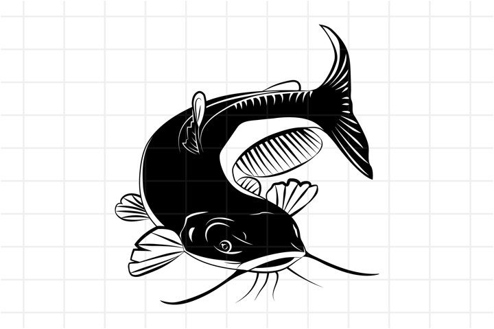 Catfish SVG, big fish cut file for fishing design (669186) | Cut Files ...