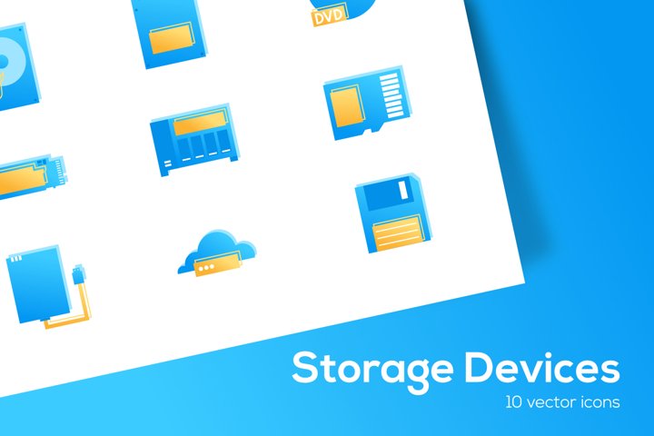 Storage Devices Icons Set (776102) | Icons | Design Bundles