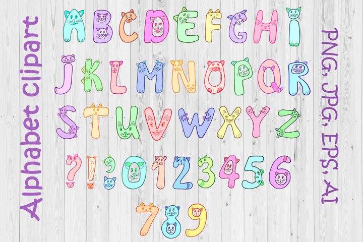 Cats alphabet clipart - letters and numbers PNG, AI, EPS (468318 ...