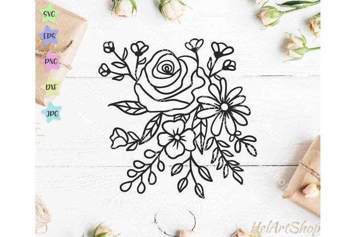 bouquet svg, Flowers svg, floral svg, (551762) | Cut Files | Design Bundles