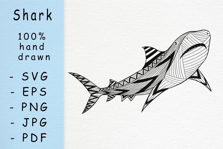 Hand drawn Shark with patterns