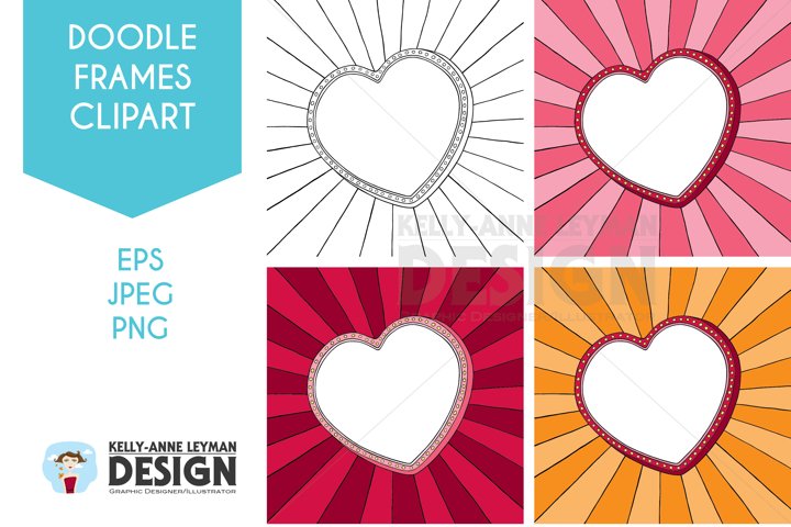 Heart Doodle Digital Frames Clipart, Digital Labels Clip art (94186 ...
