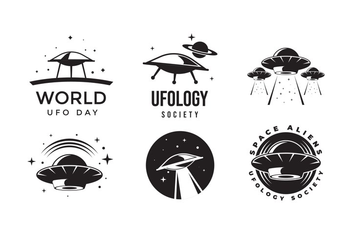 Ufo Flying Logo Set