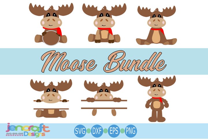 Christmas Moose SVG Bundle Monogram Frame svg files (130517) | Cut ...