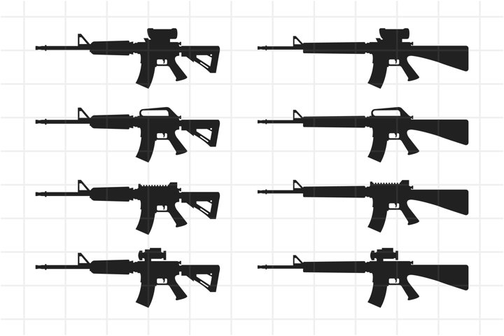 AR-15 Gun SVG Silhouettes. AR15 Rifle cut file for Cricut (664542 ...
