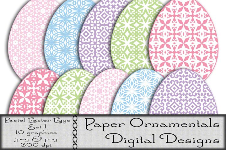 Easter Clip Art, Patterned Pastel Easter Eggs (514816) | Illustrations ...