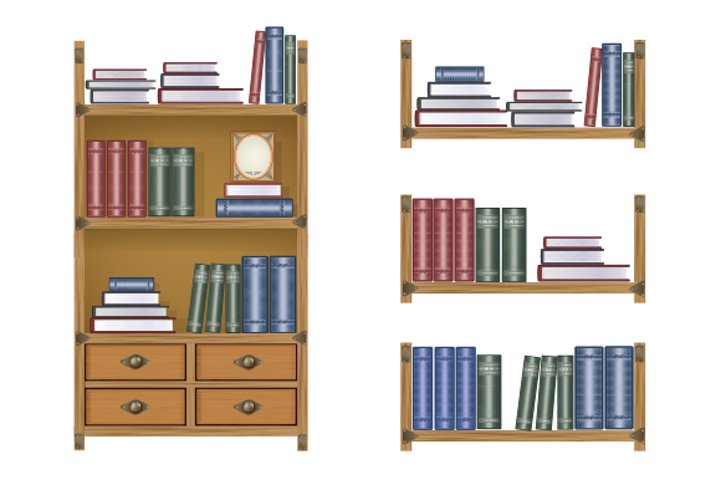 Bookcase vector illustration (62379) | Illustrations | Design Bundles