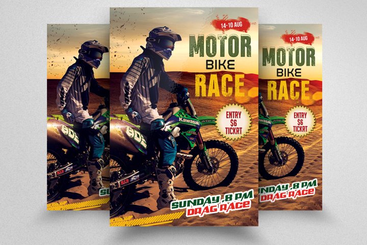 Bike Racing Flyer Template (56348) | Flyers | Design Bundles
