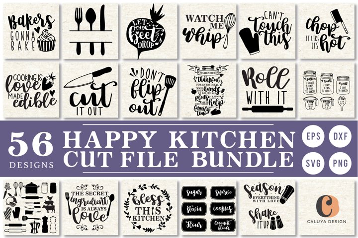 Happy Kitchen SVG Cut File Bundle (103327) | Cut Files | Design Bundles
