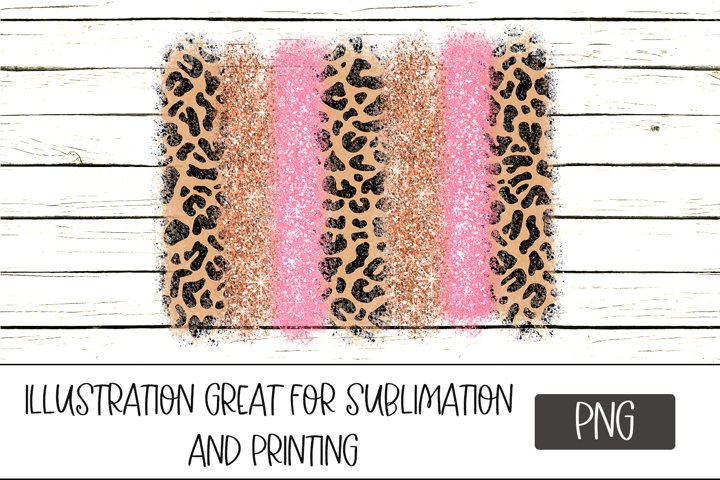 Sublimation Rose Gold Glitter Leopard Background PNG