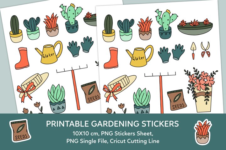 Gardening Printable Stickers Sheet (940666) | Stickers | Design Bundles