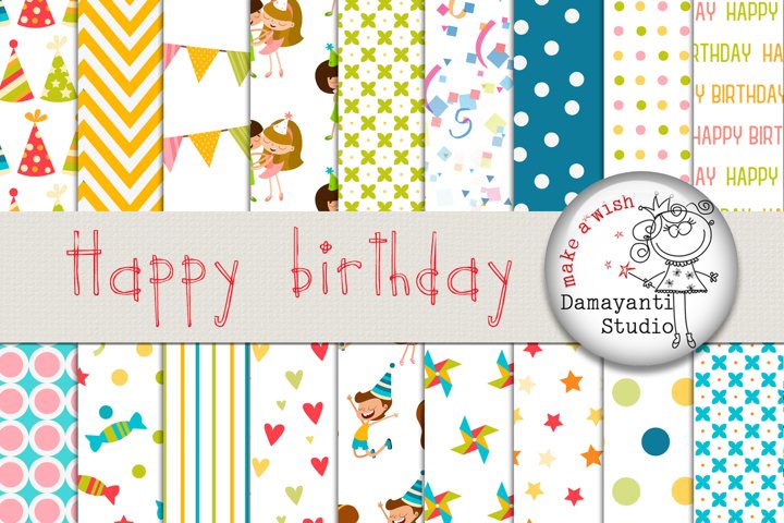 Happy Birthday paper, Gifts digital paper (660468) | Patterns | Design ...