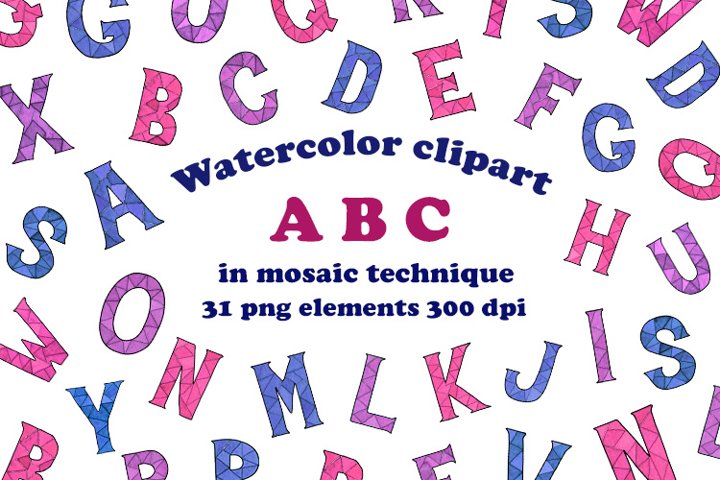 ABC, Watercolor clipart with letters and symbols (1101976) | Elements ...