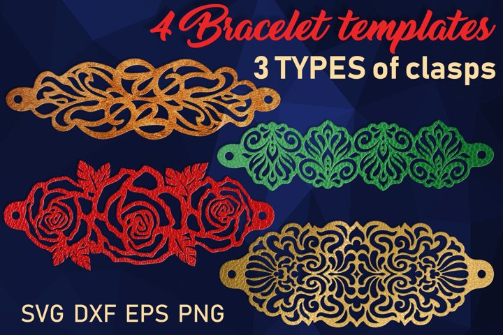 4 Leather Cuff Bracelet svg Jewelry template (661414) | Cut Files ...