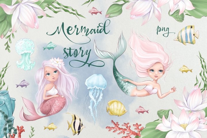 Mermaid story (609298) | Illustrations | Design Bundles