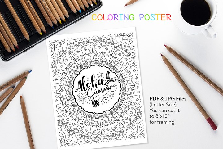 Aloha Summer - Coloring Page (560462) | Coloring Pages | Design Bundles