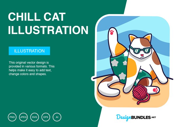 Chill Cat Illustration Vector Illustration