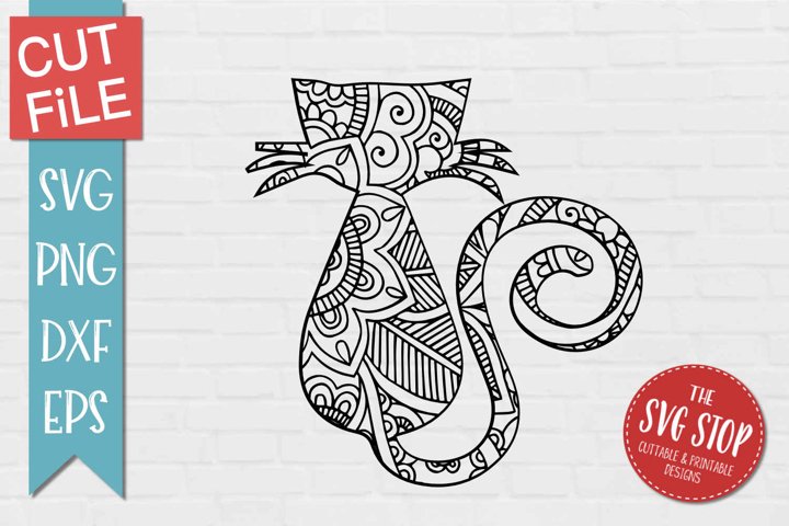 Zentangle Cat - SVG, PNG, DXF, EPS (344800) | SVGs | Design Bundles