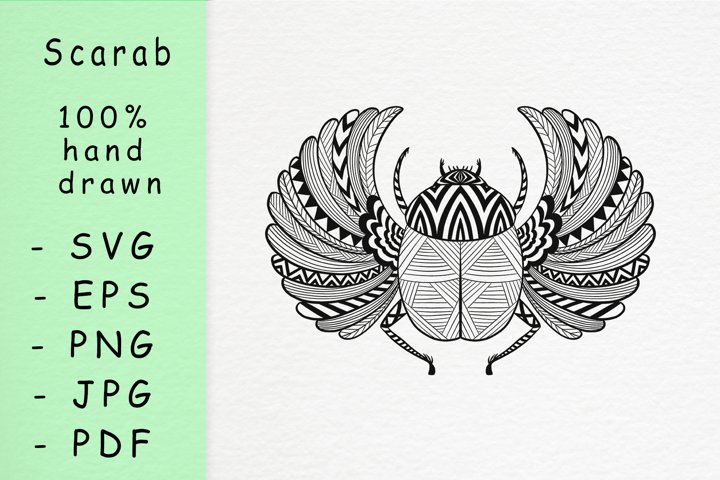 Hand drawn scarab with patterns