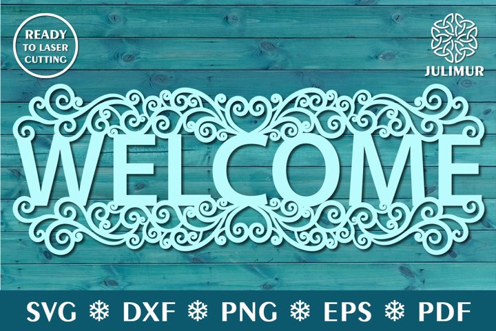 Welcome sign for entrance door, CNC laser cutting template (933663 ...