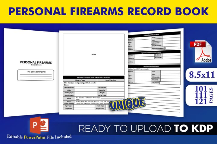 Personal Firearms Record Book KDP Interior Ready to Upload (913563 ...